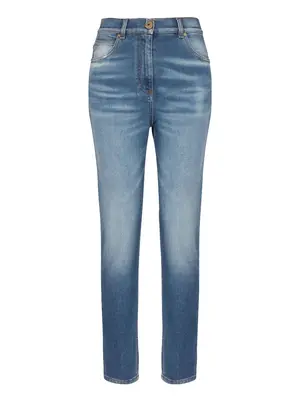 Balmain Logo-plaque Slim-cut Jeans - Blue