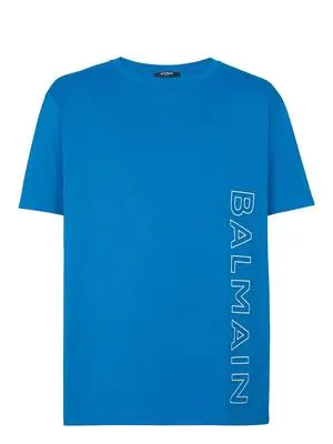 Balmain Logo-print Short-sleeved Cotton T-shirt - Blue