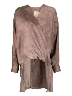 UMA WANG V-neck Asymmetric Blouse - Brown