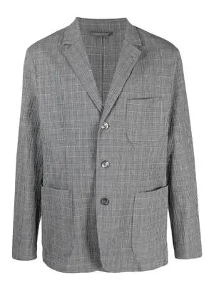 Aspesi Plaid-pattern Single-breasted Blazer - Grey