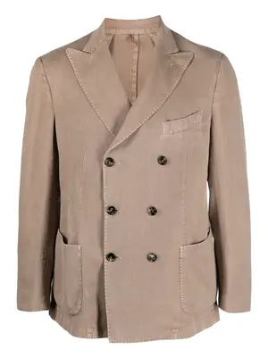 DELL'OGLIO Peak-lapels Double-breasted Blazer - Neutrals