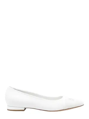 Casadei Embossed Logo Leather Ballerinas - White