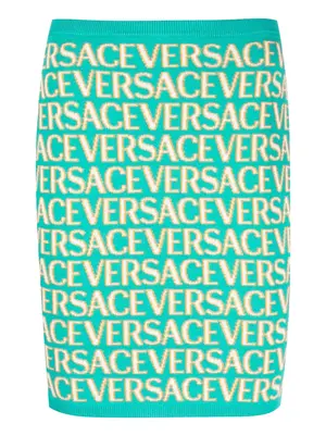 Versace Allover Knitted Miniskirt - Blue