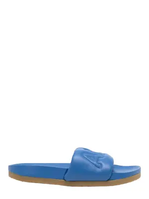 AMBUSH Logo-quilted Leather Slides - Blue