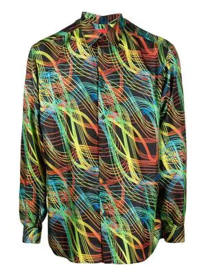 FERRARI Abstract-pattern Silk Shirt - Black