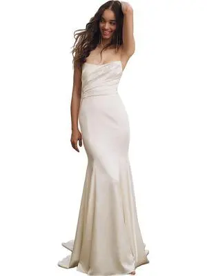 Watters Elynor Strapless Gown - White
