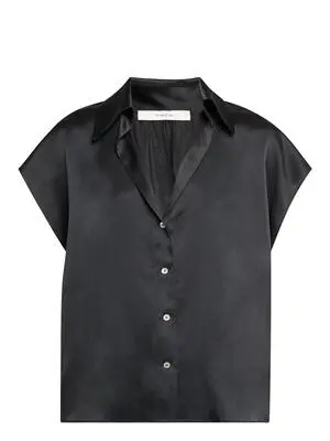 Vince Cap-sleeve Silk Blouse - Black