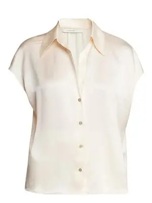 Vince Cap-sleeve Silk Blouse - Ecru