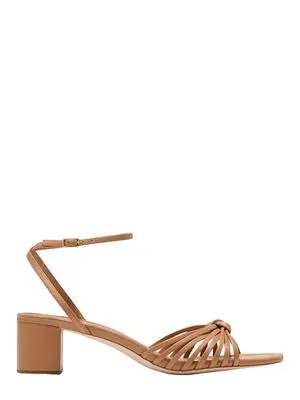LOEFFLER RANDALL Olivia Leather Knot Block Heel Sandals - Dune