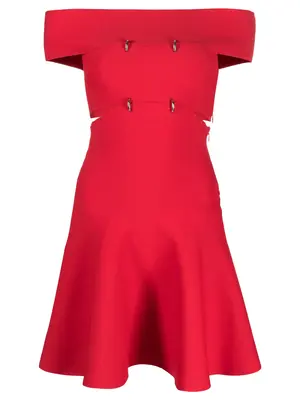 Alexander McQueen Off-shoulder Mini Dress - Red