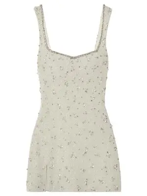 CLIO PEPPIATT Embellished Stretch-tulle Mini Dress - Neutrals