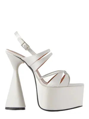 D'ACCORI Belle Leather And Satin Platform Sandals - White