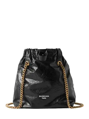 Balenciaga Crinkled-leather Shoulder Bag - Black