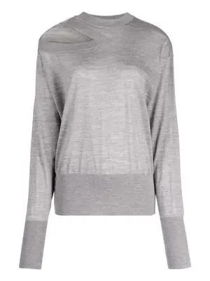 Stella McCartney Fine-knit Cut-out Jumper - Grey