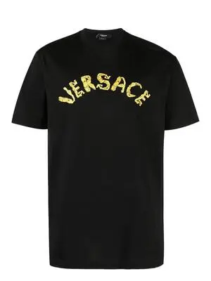 Versace Seashell Baroque Cotton T-shirt Black