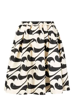 JNBY Abstract-pattern Cotton Midi Skirt - Neutrals