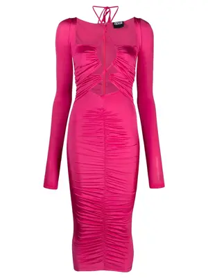 Versace Cut-out Lace-up Midi Dress - Pink