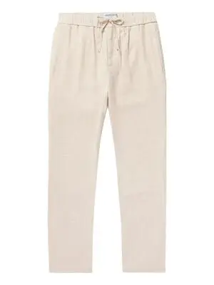 Frescobol Carioca Oscar Straight-leg Linen And Cotton-blend Trousers - Neutrals