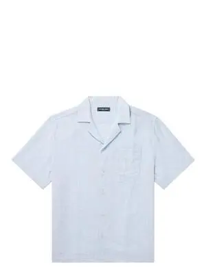 Frescobol Carioca Angelo Camp-collar Linen Shirt - Blue