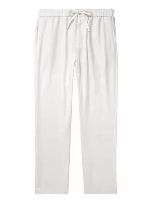 Frescobol Carioca Oscar Straight-leg Linen And Cotton-blend Drawstring Trousers - White