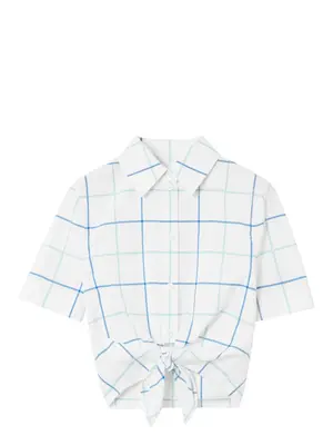 Burberry Checked Cropped Shirt - White