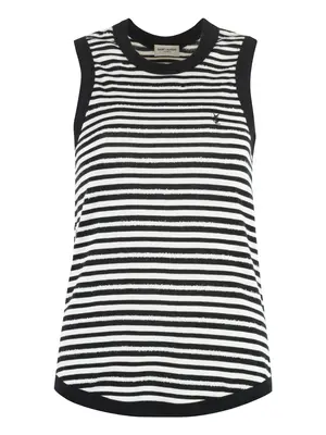 Saint Laurent Striped Tank Top - Black