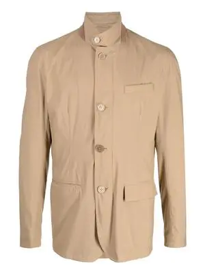Herno Button-Up Single-Breasted Blazer Brown