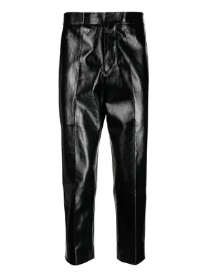 SAPIO Cropped Leather Trousers - Black