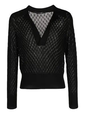 SAPIO V-neck Knitted Jumper - Black
