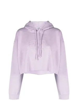 GANNI Cropped Hoodie - Purple