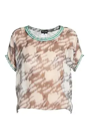 Giorgio Armani Abstract Leopard Print Sheer Blouse - Black