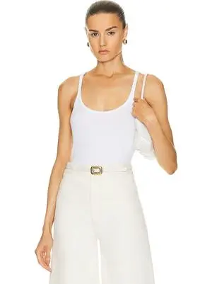 Enza Costa Silk Knit U Tank Top - White