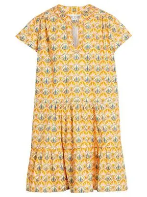 Saloni Ashley Printed Cotton-poplin Mini Dress - Orange