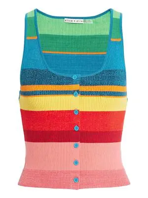 Alice + Olivia Daryn Striped Ribbed-knit Tank - Multicolor