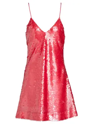 Balmain Sequined Tulle Mini Dress - Pink