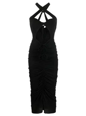 Magda Butrym Floral-appliqué Cut-out Midi Dress - Black