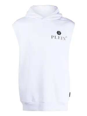 Philipp Plein Logo-print Sleeveless Hoodie - White