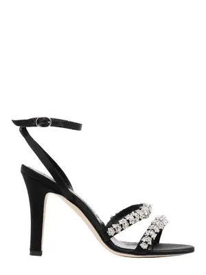 Manolo Blahnik 105mm Crystal-embellished Leather Sandals - Black