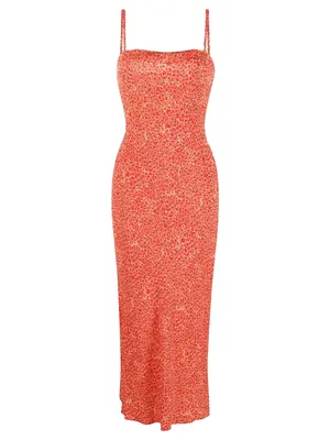 ROTATE BY BIRGER CHRISTENSEN Floral-print Slip Midi Dress - Red
