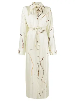 Nanushka Abstract-print Shirt Dress - Neutrals