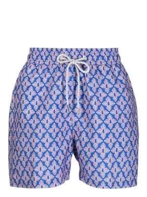 Love Brand & Co. Graphic-print Drawstring Swim Shorts - Blue