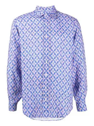 Love Brand & Co. Graphic-print Linen Shirt - Blue