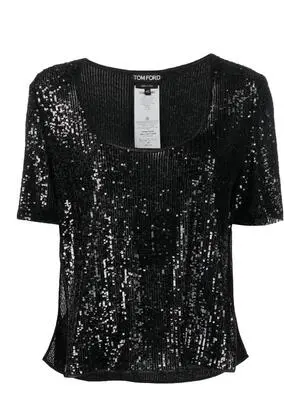 TOM FORD TOM FORD Sequin Embellished Short-Sleeve Top