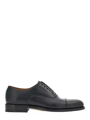 FERRAGAMO Tramezza Leather Oxford Shoes - Black