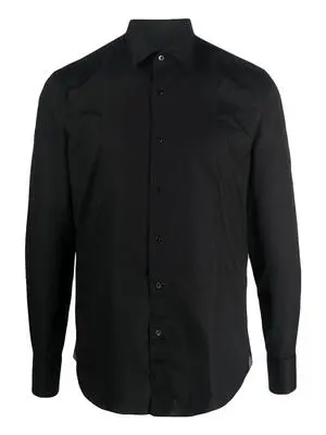 Corneliani Spread-collar Cotton Shirt - Black