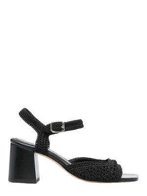 SOULIERS MARTINEZ Sicilia 75mm Leather Sandals - Black
