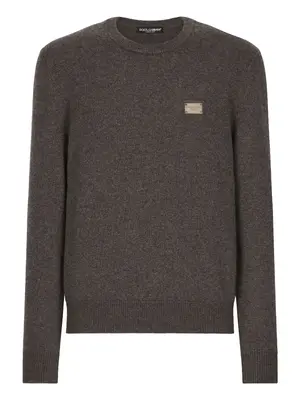 Dolce & Gabbana Logo-tag Wool-cashmere Jumper - Brown