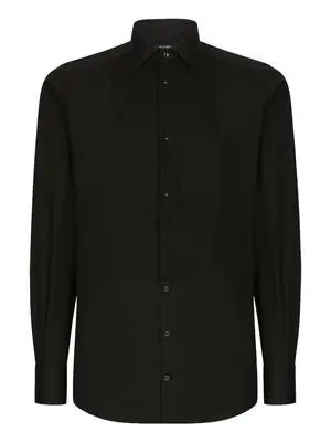 Dolce & Gabbana Gold-fit Cotton Tuxedo Shirt - Black