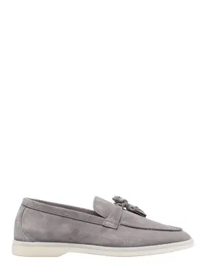SCAROSSO Tassel-detail Suede Loafers - Grey