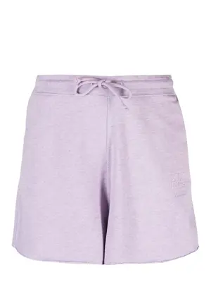 GANNI Drawstring-waist Organic-cotton Shorts - Purple